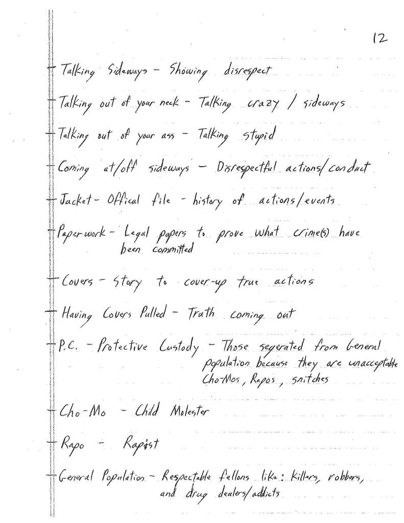 Appendix 1 – Prison Terms | Walk in My Park